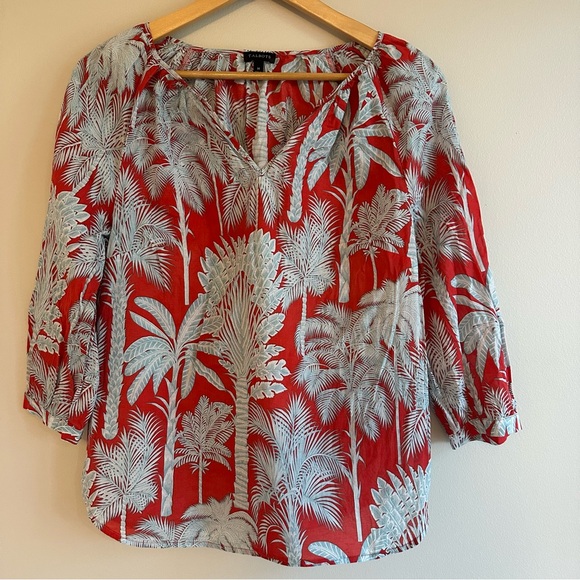 Talbots | Tops | Talbots Oasis Palms Crinkle Gauze Popover Top Womens ...